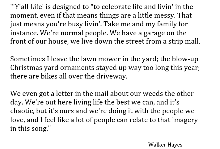 "Y’all Life" by Walker Hayes - Song Meanings and Facts